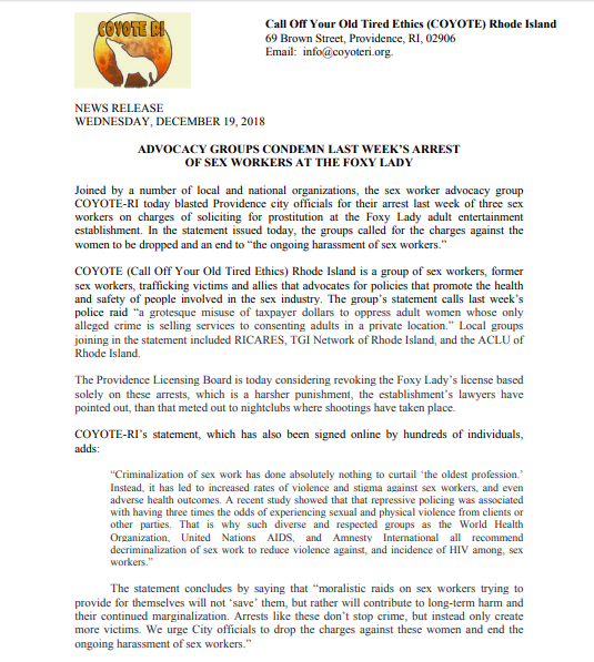 Media Releases – Coyote RI